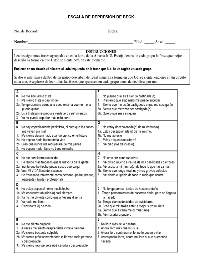 BDI Escala Beck de Depressão PDF