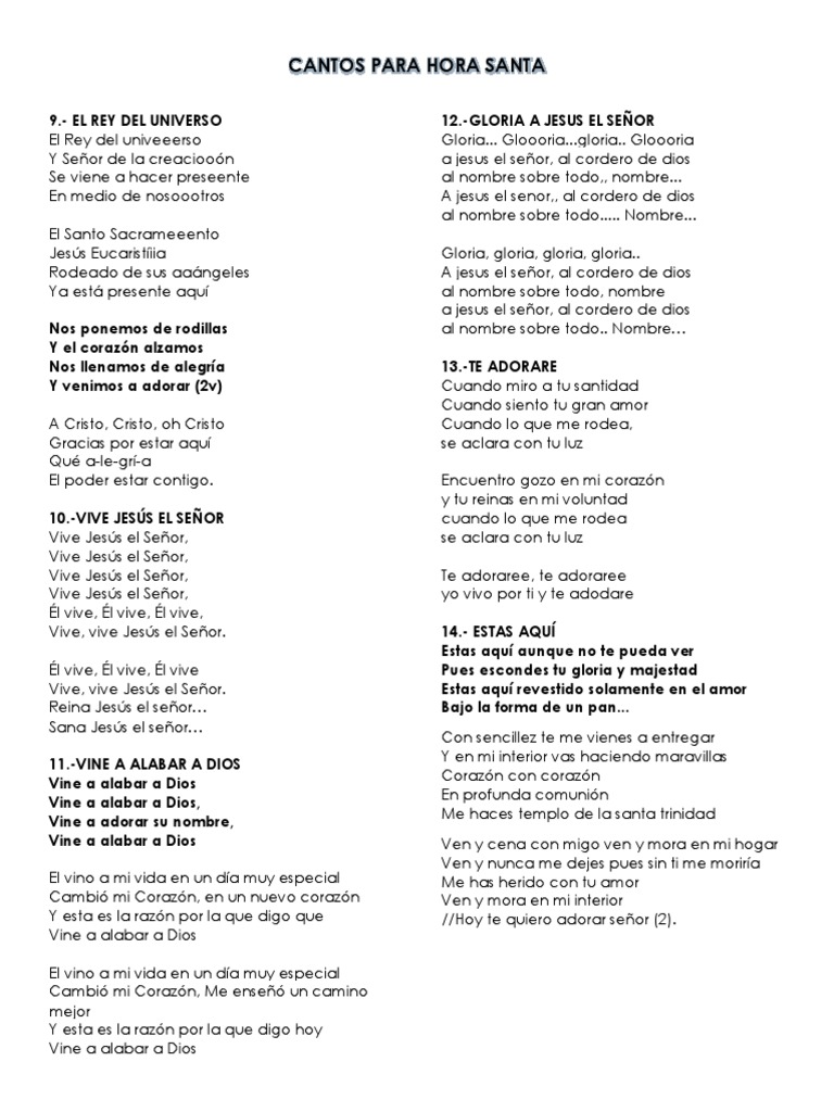 Cantos para Hora Santa | PDF | eucaristía | Cristo (título)