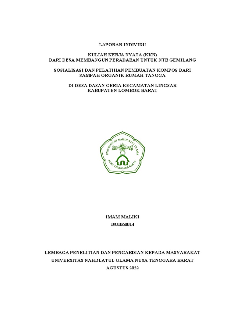 Templet Laporan KKN Unu NTB | PDF