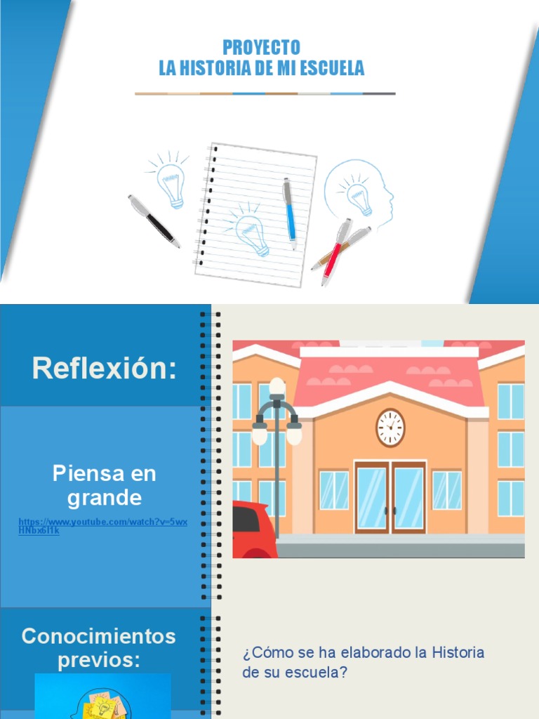 Proyecto La Historia de Mi Escuela | PDF | Salón de clases | Método de ...
