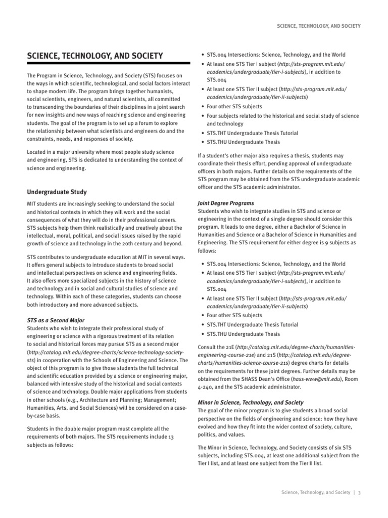 STS Program Overview at MIT | PDF | Thesis | Science