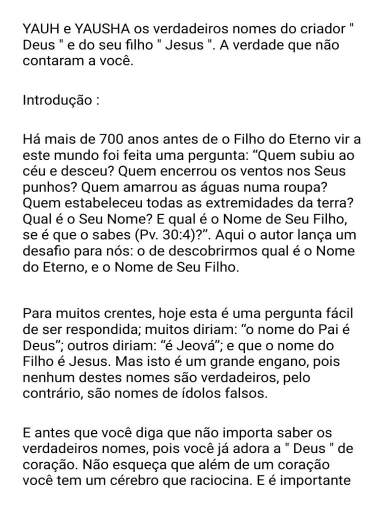 Yauh e Yausha | PDF | Deus | Verdade