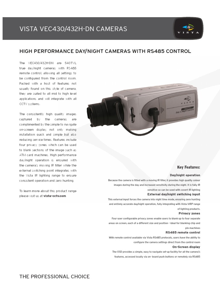 Vista Vec430/432H-Dn Cameras: High Performance Day/Night Cameras With ...