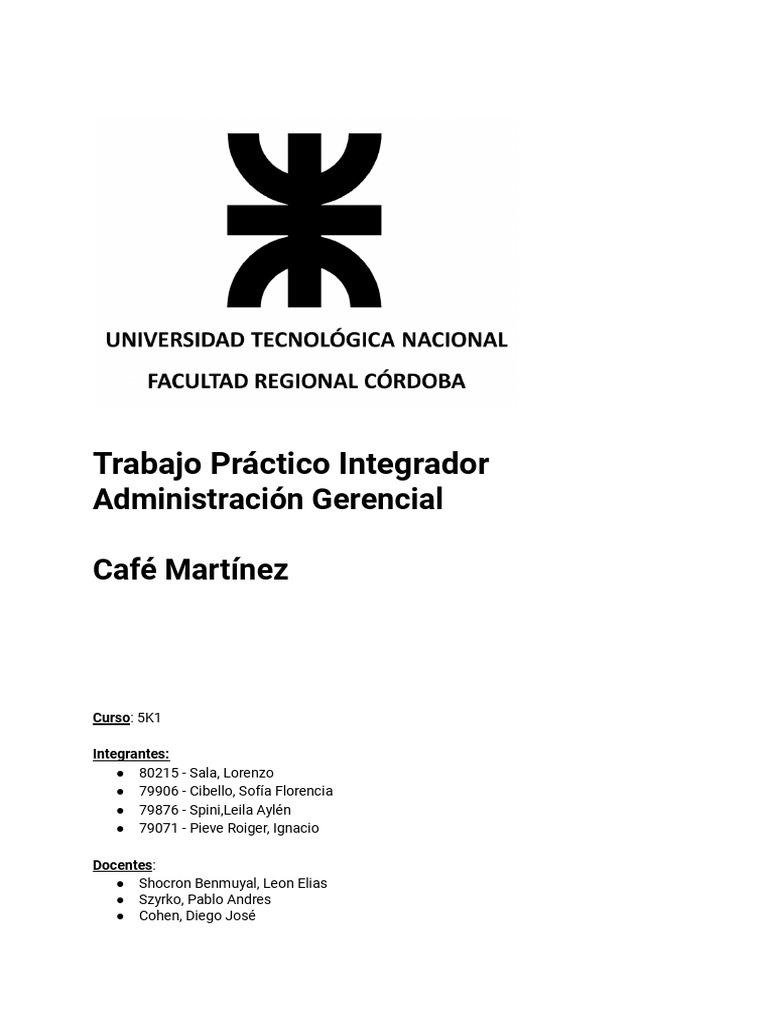 TP - Cafe Martinez | PDF | Marketing | Gestión de recursos humanos