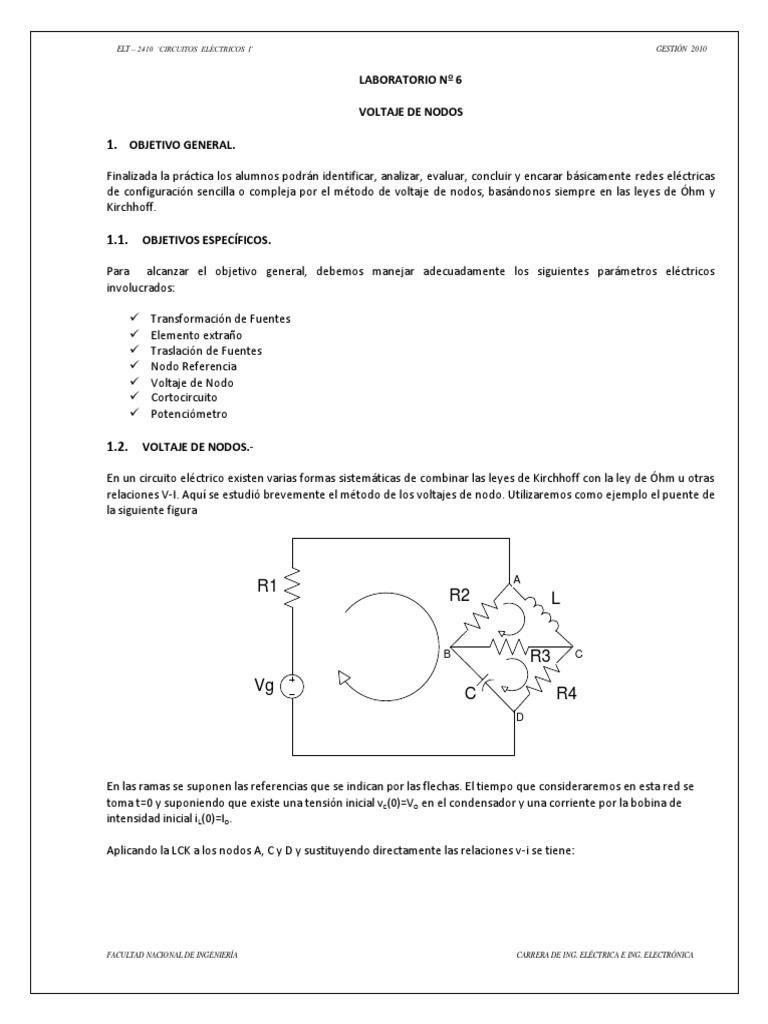 Laboratorio 6 Voltaje de Nodos | PDF | Resistencia Eléctrica y Conductancia | voltaje