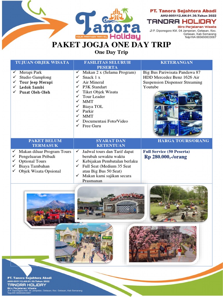 Paket Wisata Jogja One Day Trip | PDF