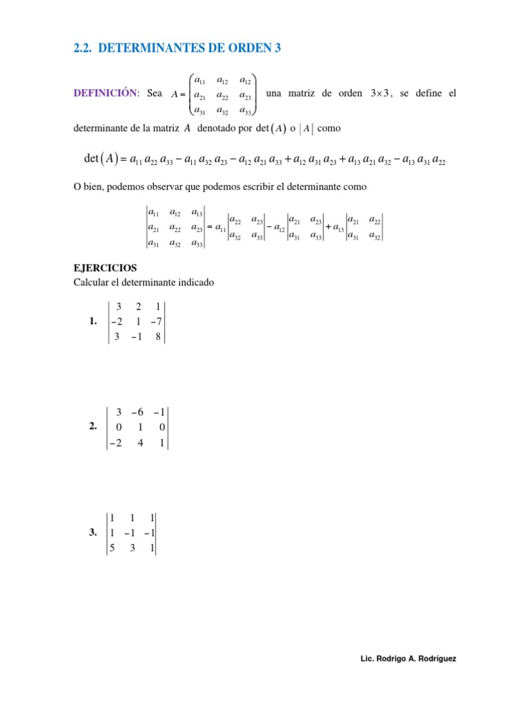 Determinantes de Orden 3 | PDF | Determinante | Matriz (Matemáticas)