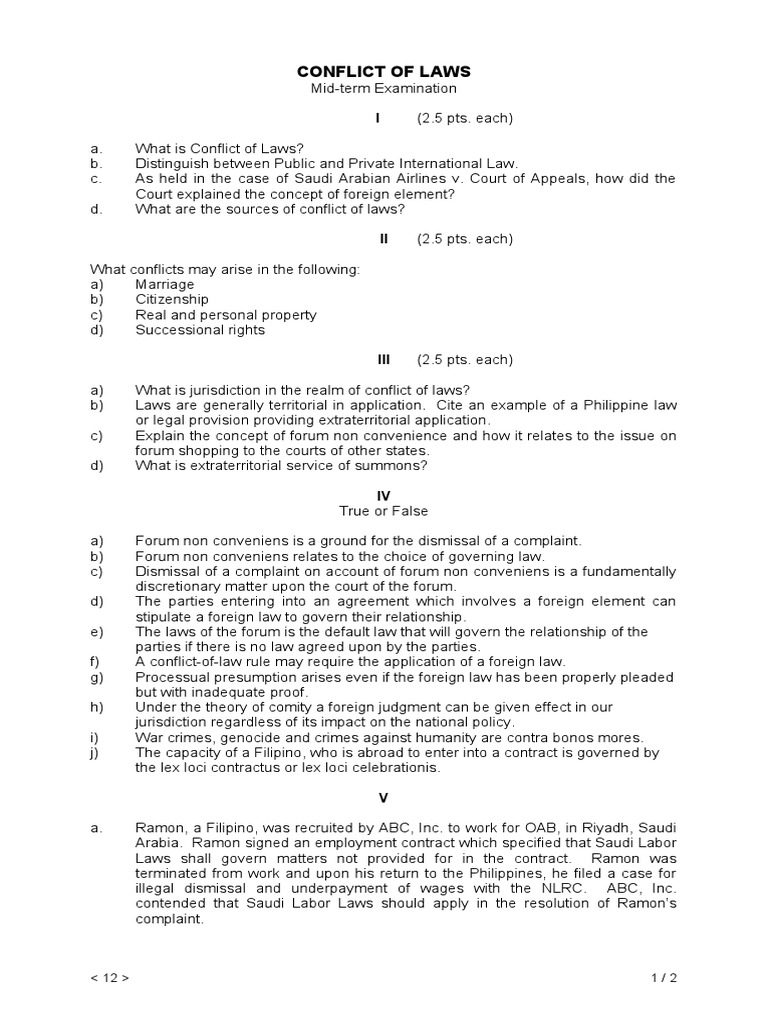 Conflict of Laws 12 | PDF | Jurisdiction | Justice