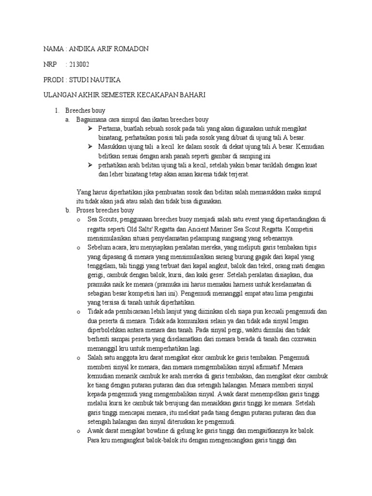 Uas Andika Arif Romadon 213002 Kecakapan Bahari | PDF