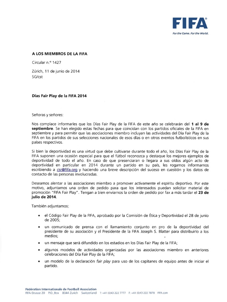 Fair Play Fifa | PDF | Asociación de Futbol | FIFA