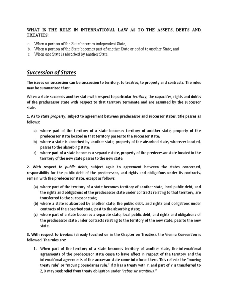 Succession of States | PDF | Treaty | Legal Concepts