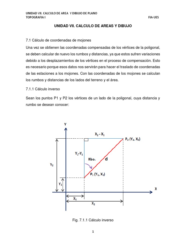 Unidad Vii Calculo de Area y Dibujo de Plano | PDF | Topografía | Longitud