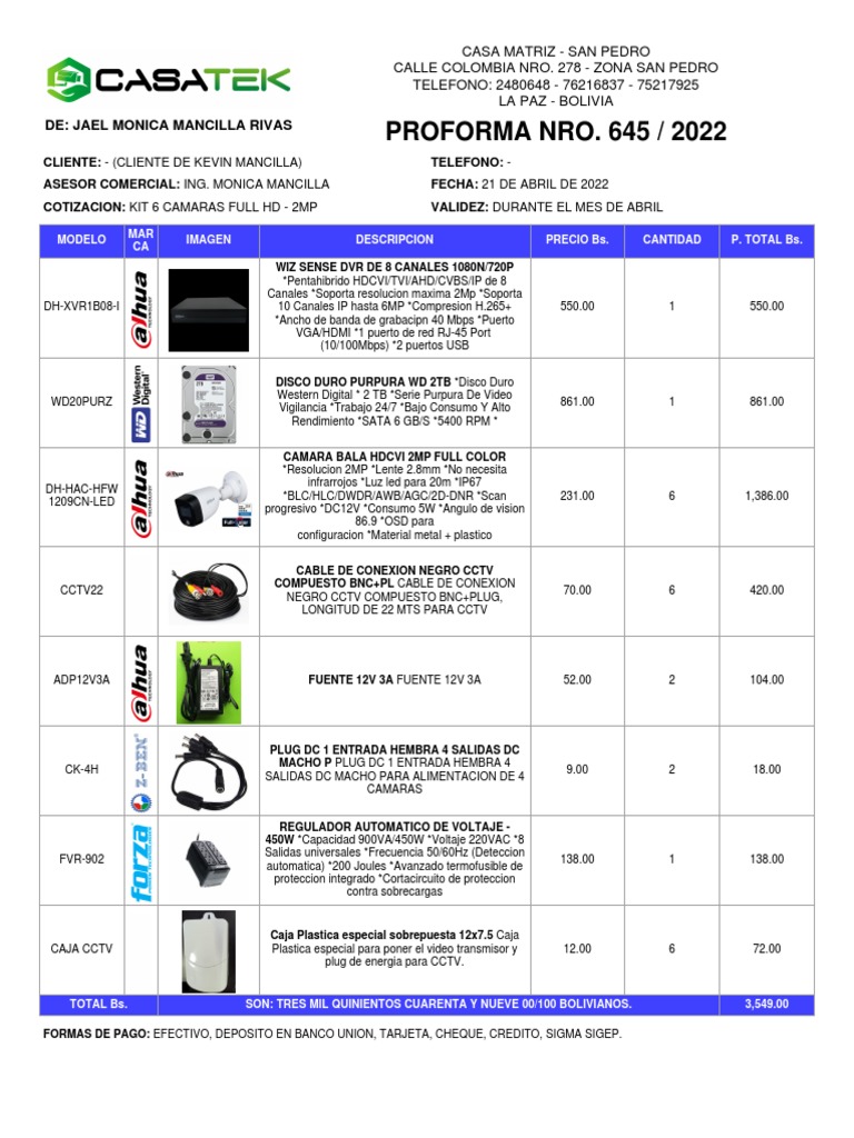 Proforma Nro 645 | PDF | Ciencias de la Computación | Informática