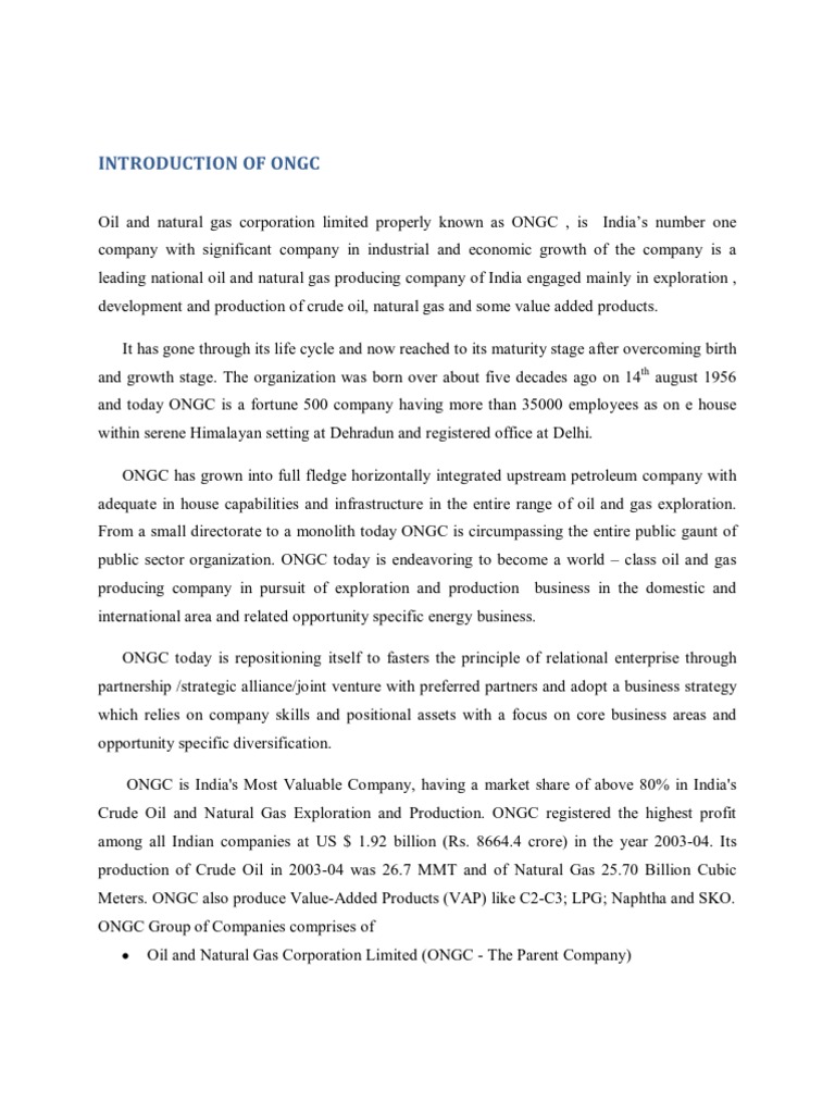 ONGC Company Overview and History | PDF | Motivation | Motivational