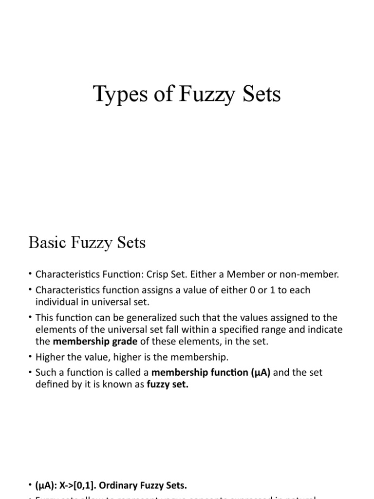 Types of Fuzzy Sets | PDF | Fuzzy Logic | Function (Mathematics)