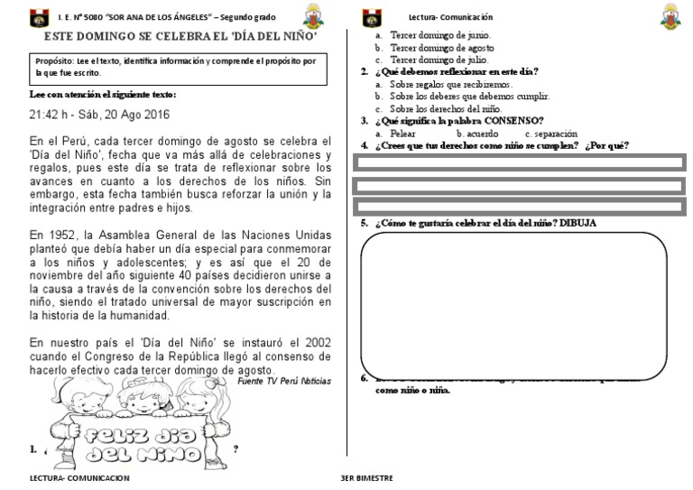 Lectura Sobre Dia Del Niño | PDF