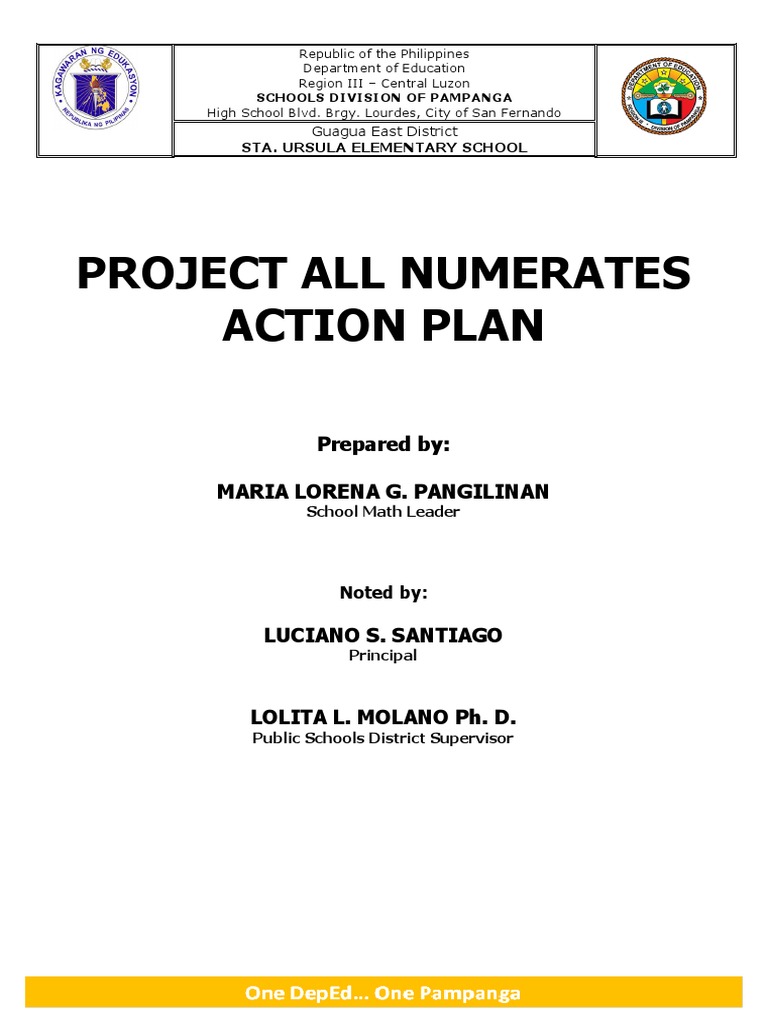 Project All Numerates Action Plan: Prepared By: Maria Lorena G ...