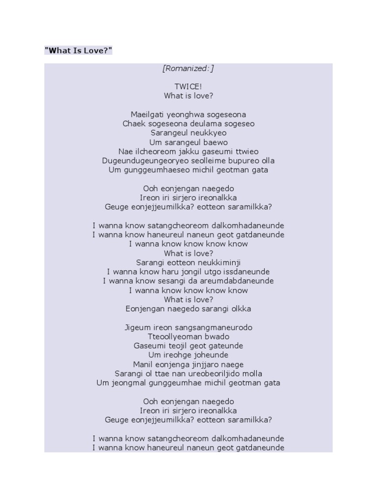 "What Is Love?": (Romanized:) | PDF