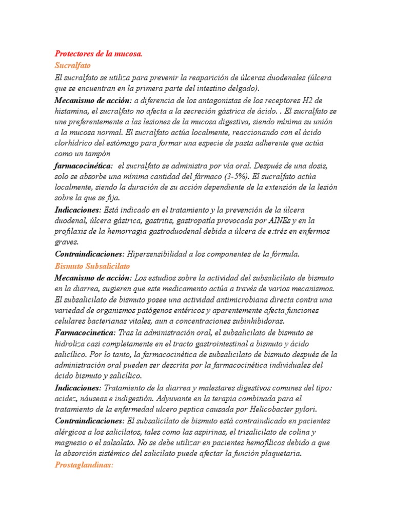 Protectores de Mucosa Digestiva | PDF | Prostaglandina | Droga anti ...