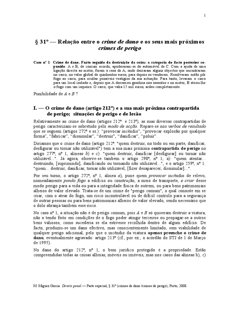 Crimes de Dano e Perigo: Análise Jurídica | PDF | Crimes | Crime e ...