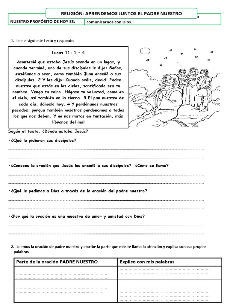 Ficha de Religion | PDF | orador del Señor | Oración