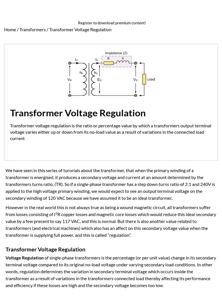 Transformer Voltage Regulation | Download Free PDF | Transformer ...