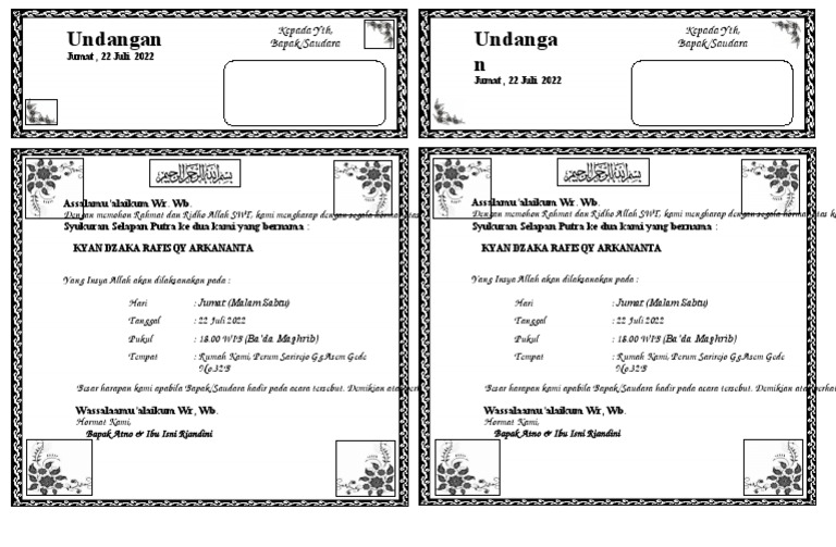 Undangan Selapan Bayi Versi | PDF