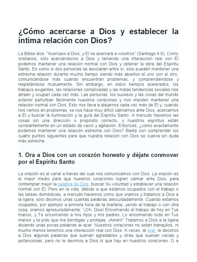 Cómo Acercarse A Dios y Establecer La Íntima Relación Con Dios ...