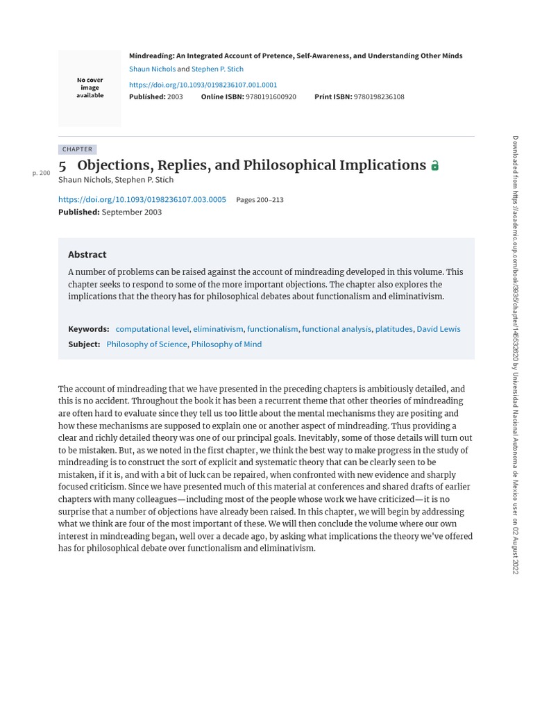 Mindreading - 3. Objections, Replies, and Philosophical Implications ...