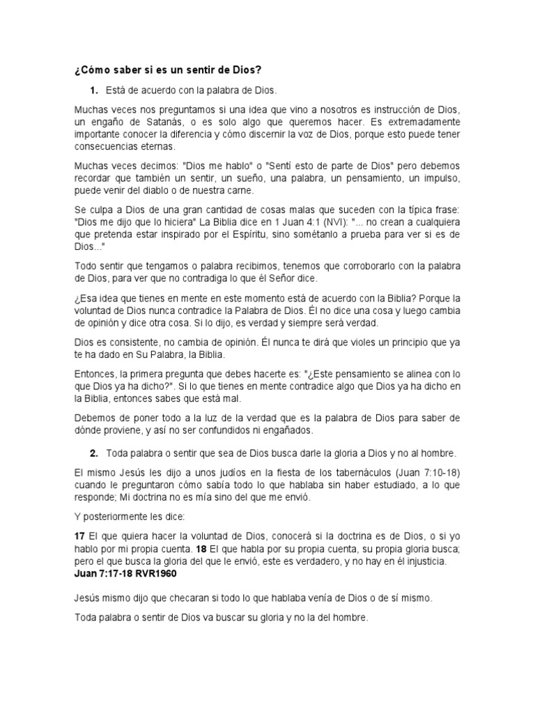 Cómo Saber Si Es Un Sentir De Dios Pdf Dios Verdad