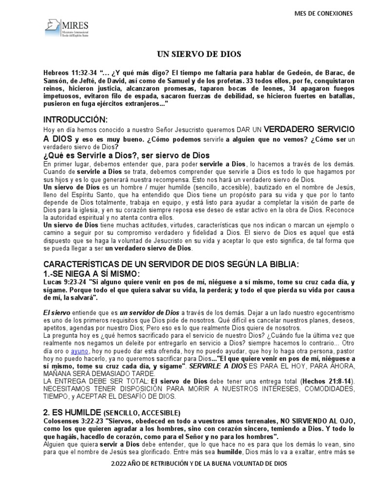 Características de un Siervo de Dios | PDF | Cristo (título) | Dios