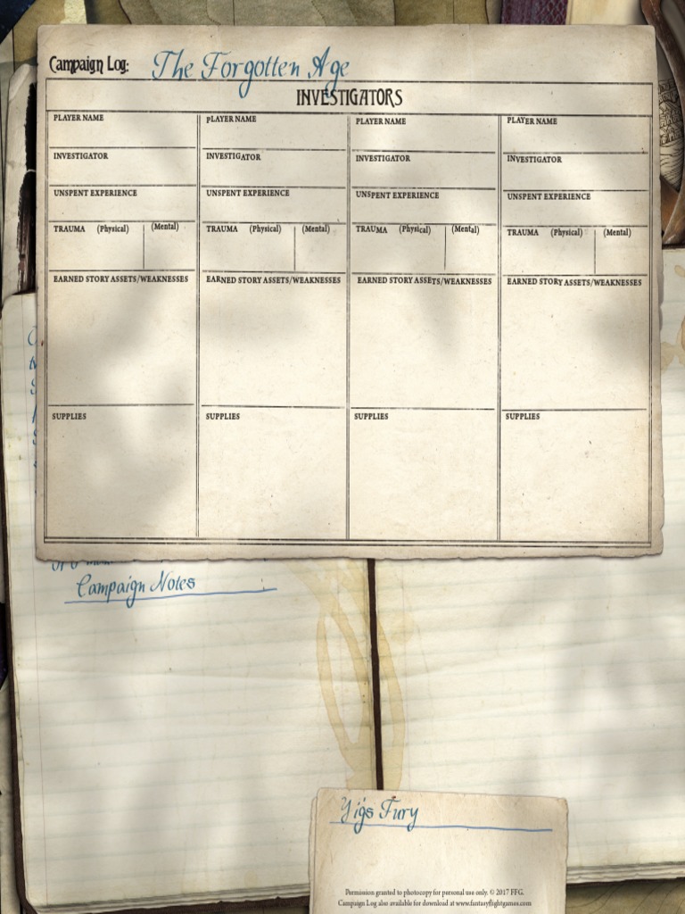 The Forgotten Age: Investigators | PDF