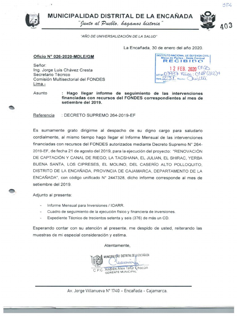 Oficio n026 2020 Mdle | PDF