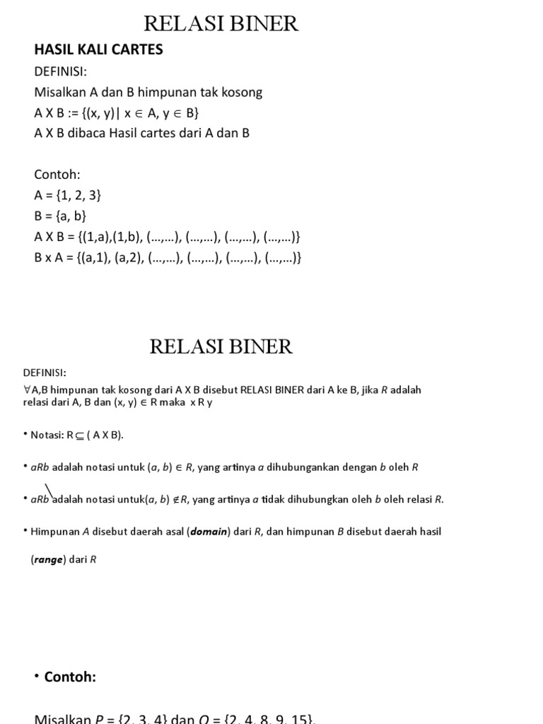 Sifat dan Definisi Relasi Biner | PDF | Metode & Bahan Ajar | Sains ...