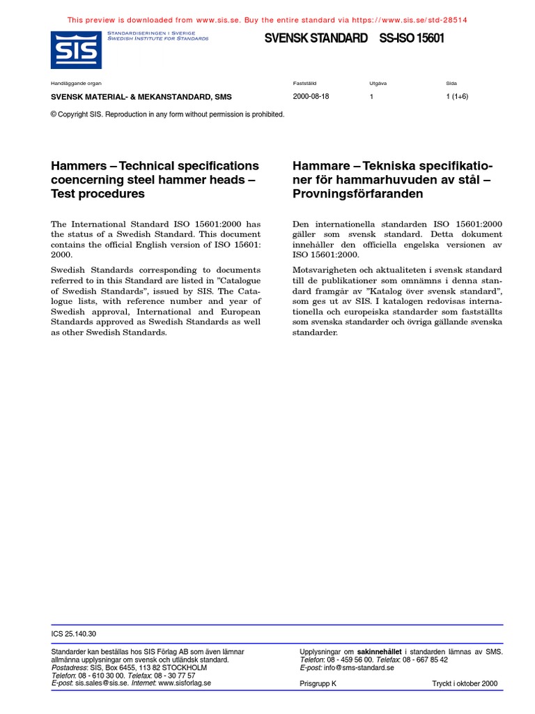 SS Iso 15601 en PDF | PDF | International Organization For Standardization | Regulation