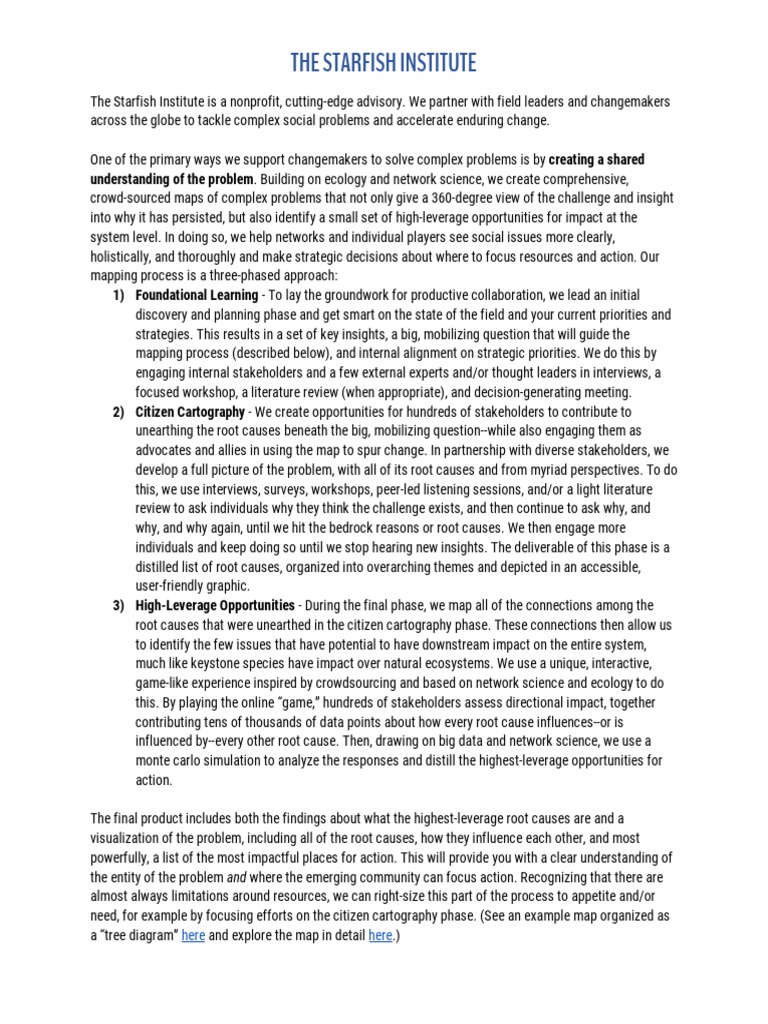 Starfish Mapping Overview - One Pager | PDF | Crowdsourcing | Visualization (Graphics)