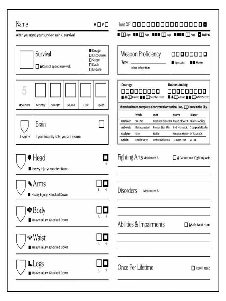 Potstars Survivor Record Sheet | PDF