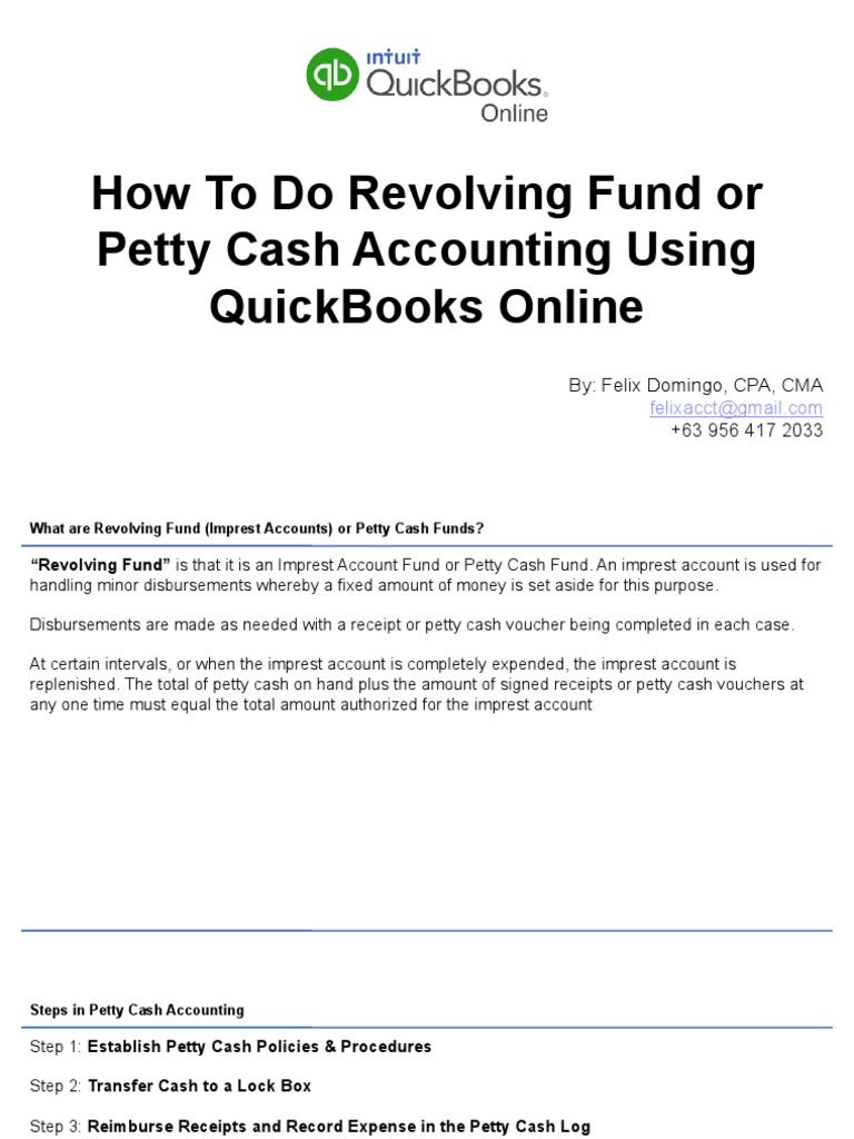How To Do Petty Cash Accounting Using QuickBooks Online | PDF | Cheque ...