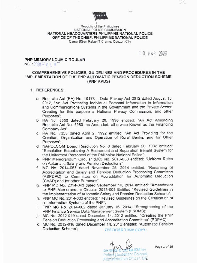 PNPMC 2020 019 Comprehensive Policies Guidelines and Procedures in The Implementation of The PNP ...