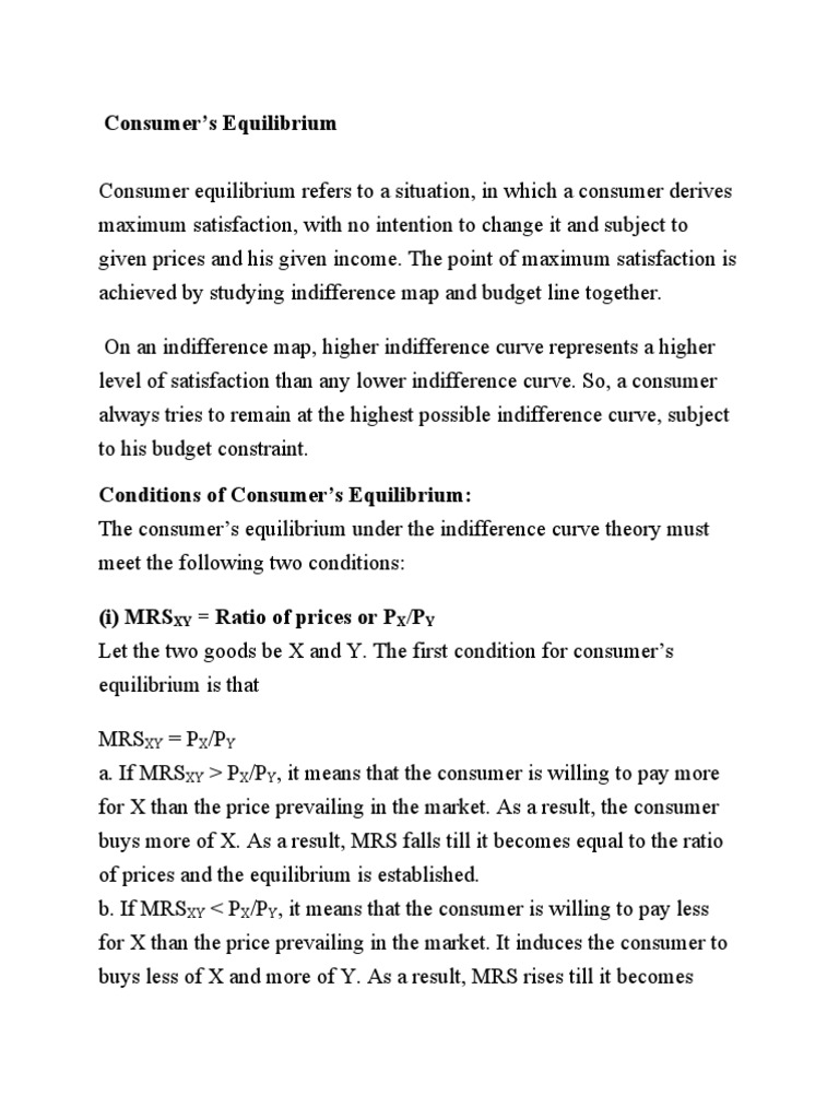 Consumer Equilibrium Explained | PDF | Economic Equilibrium | Economic Theories