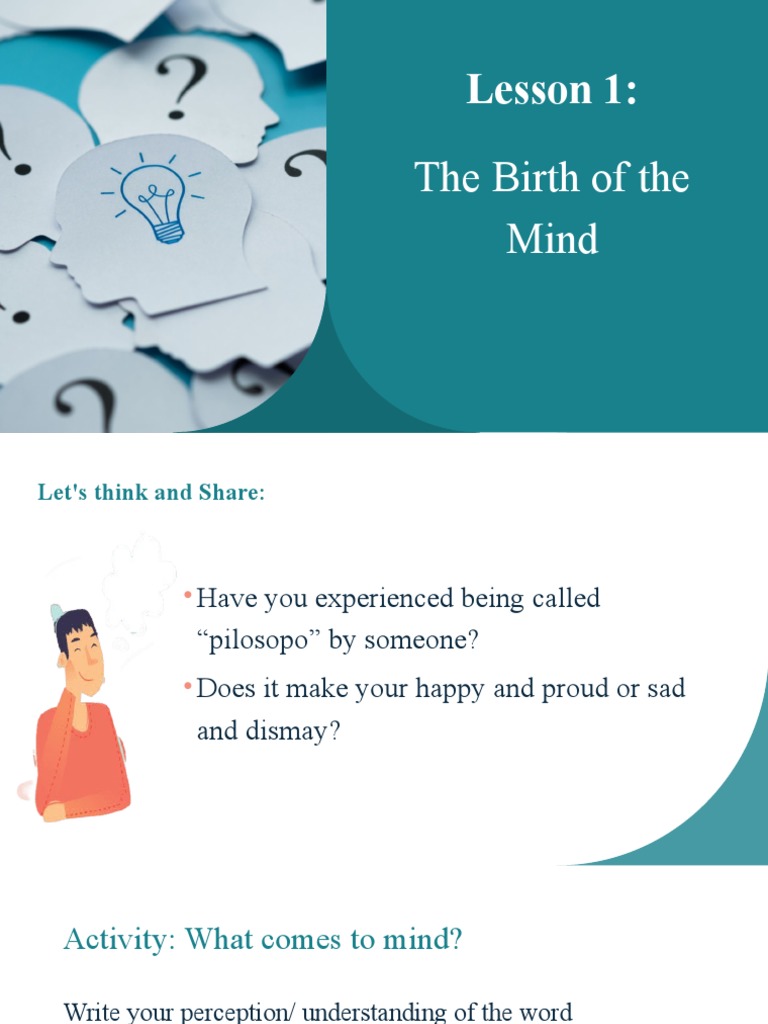 Unit 1 - Lesson 1 The Birth of The Mind | PDF | Wisdom | Metaphilosophy