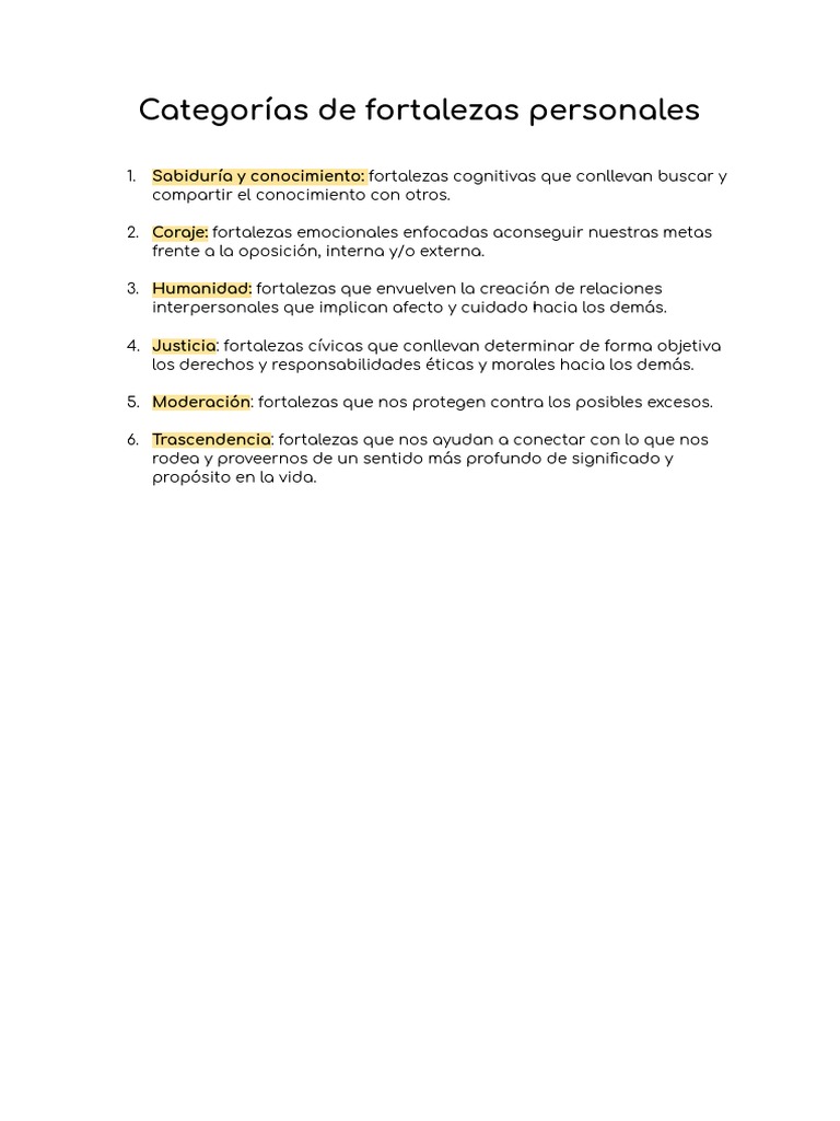 Clasificación de Las Fortalezas Del Carácter | PDF | Valor | Amor