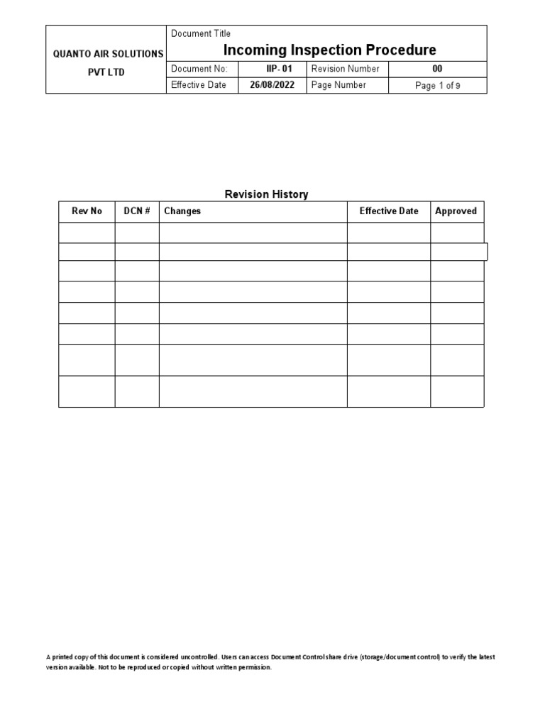 incoming inspection procedures | PDF | Business | Business Process