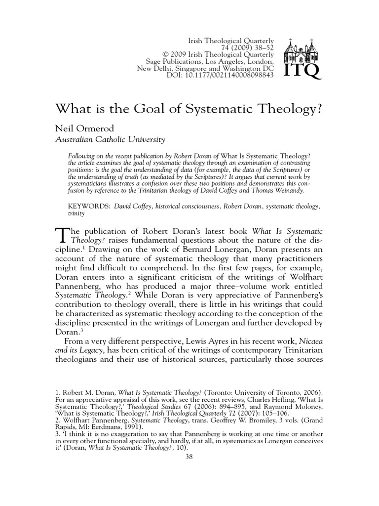 What Is The Goal of Systematic Theology | PDF | Trinity | Theology