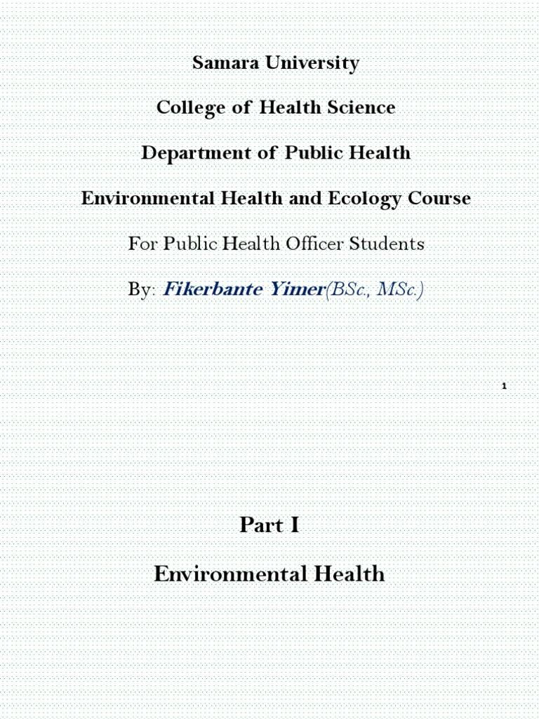 Introduction to Environmental Health | PDF | Water Purification ...