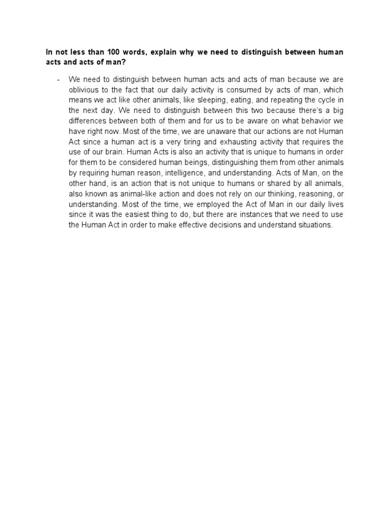 Distinguishing Human Acts from Acts of Man | PDF