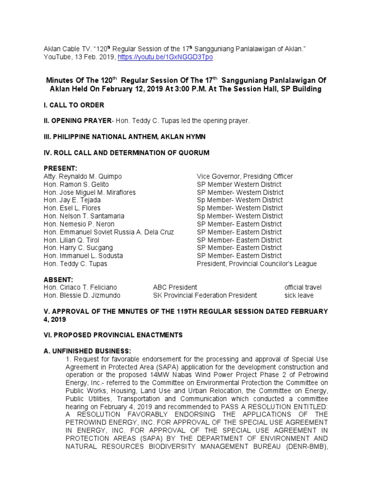 Minutes of the Sangguniang Panlalawigan | PDF | Appropriations Bill ...