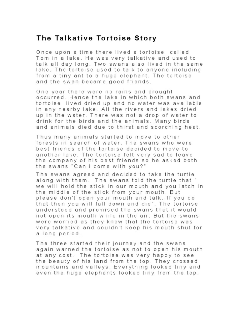 The Talkative Tortoise Story | PDF | Lion