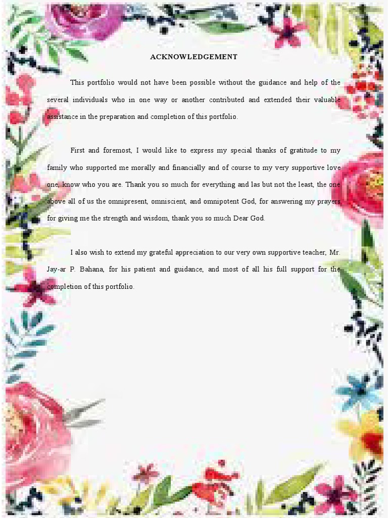 ACKNOWLEDGEMENT | PDF | Learning | Teachers