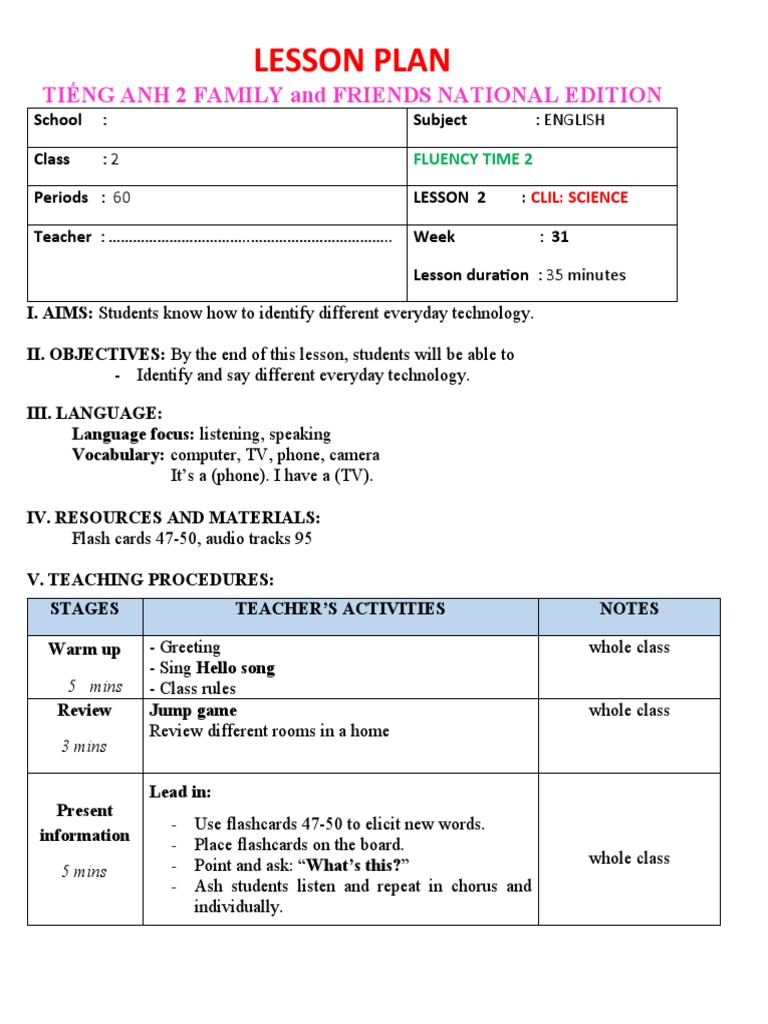 LESSON PLAN 2 | PDF | Flashcard | Applied Linguistics